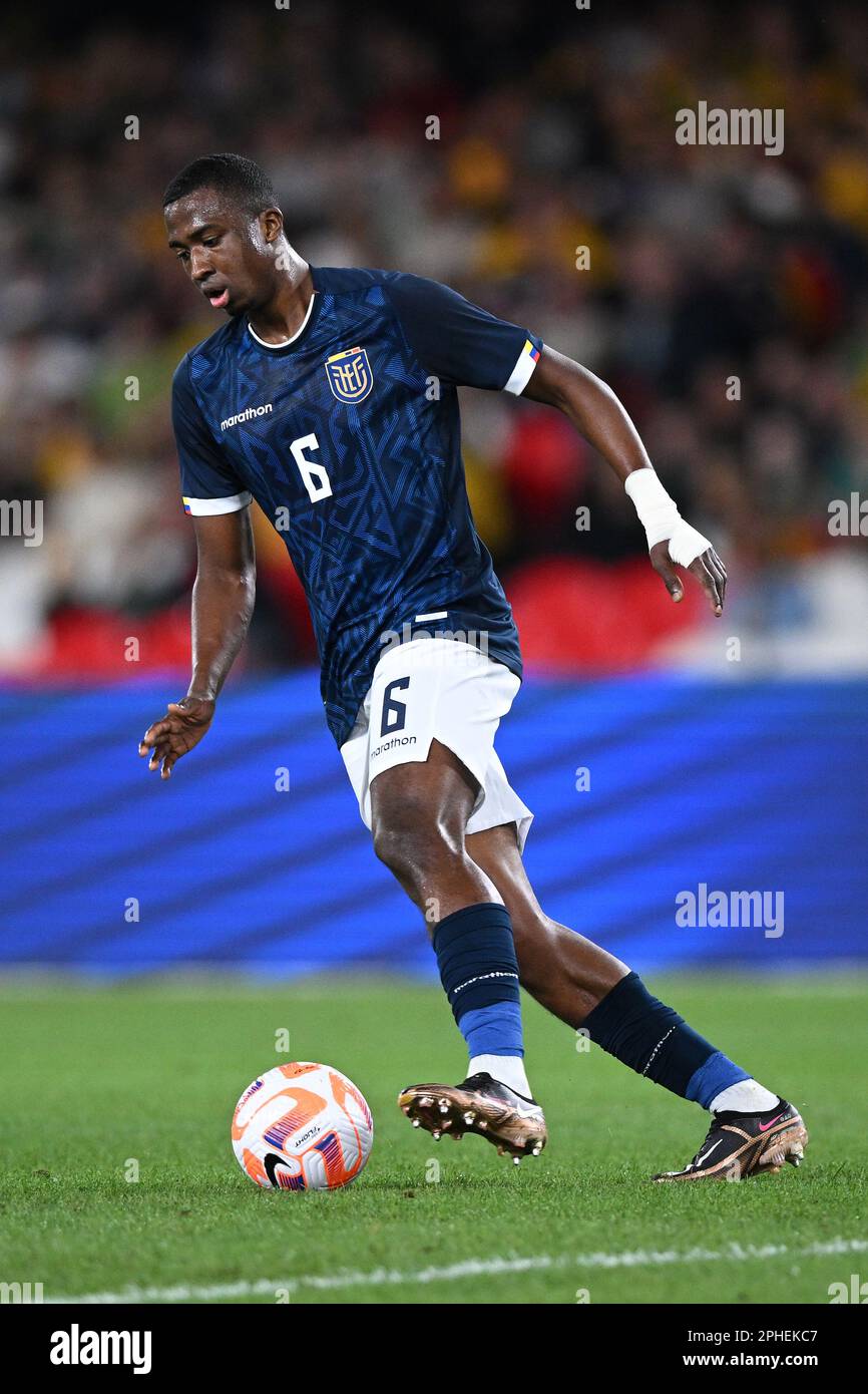 William Pacho of Ecuador in action during the soccer match between the ...