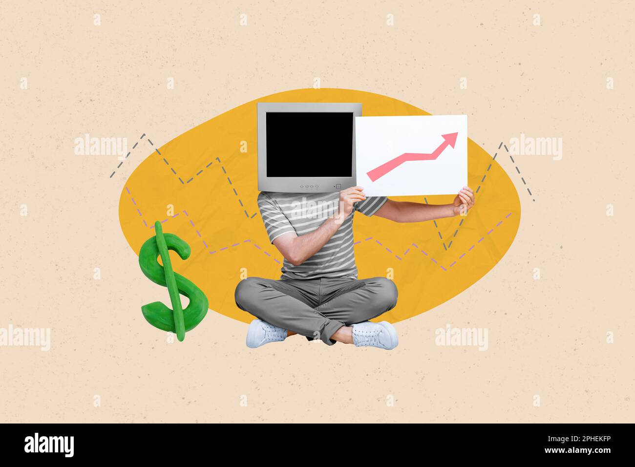 Psychedelic absurd collage artwork sketch of weird man sitting showing ...