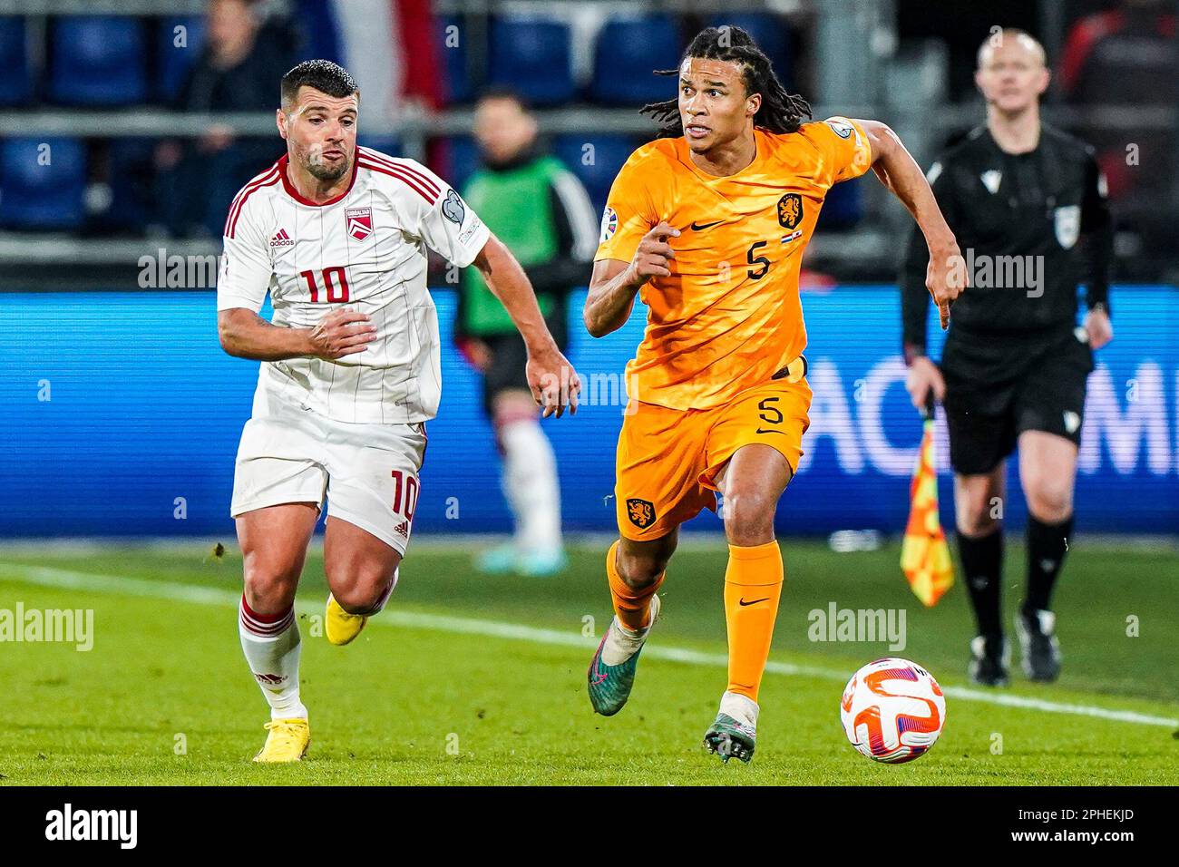 Rotterdam - Liam Walker of Gibraltar, Nathan Ake of Holland during the ...
