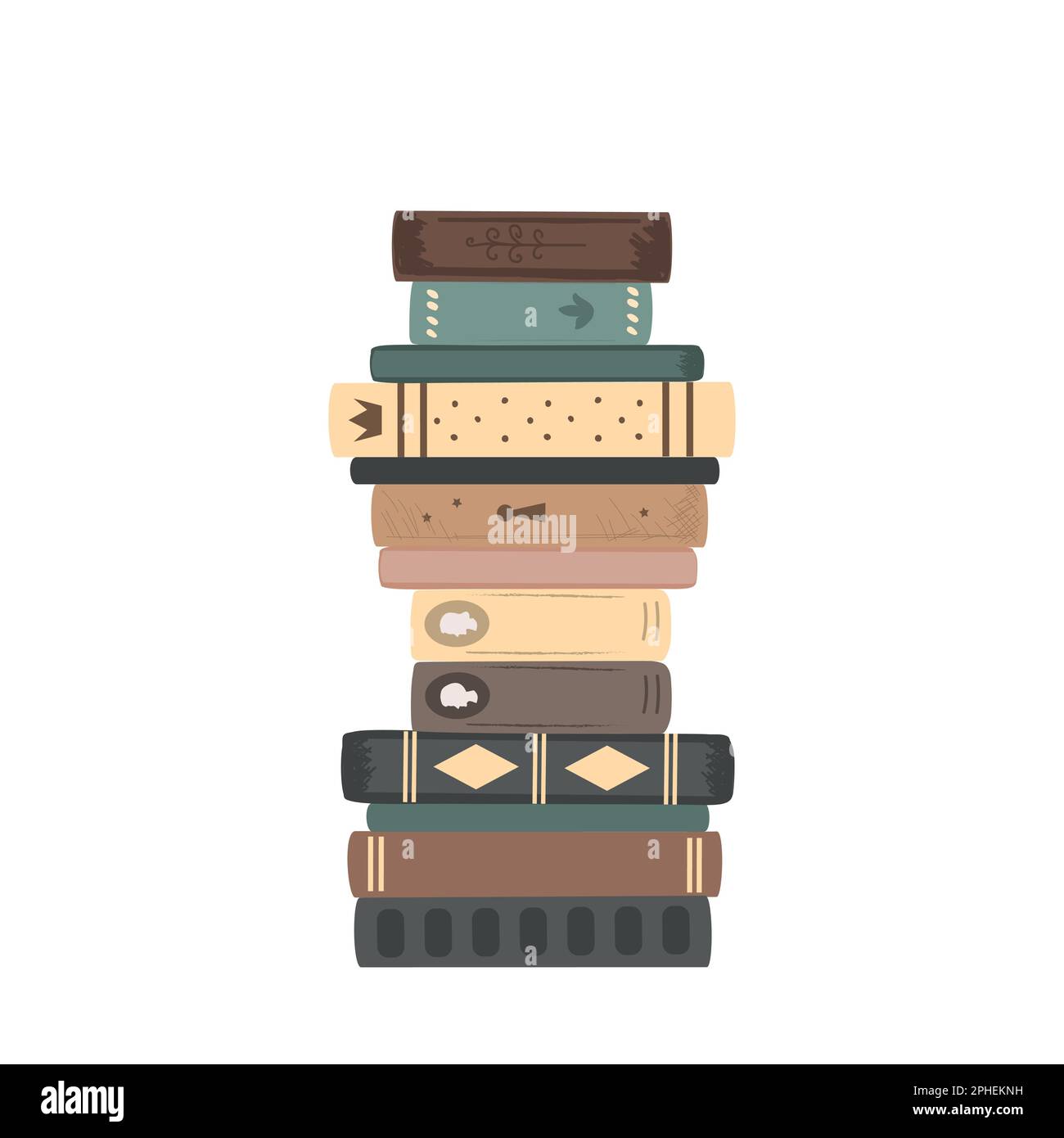 Pile of vintage novel and fairy tales books. Standing books composition ...