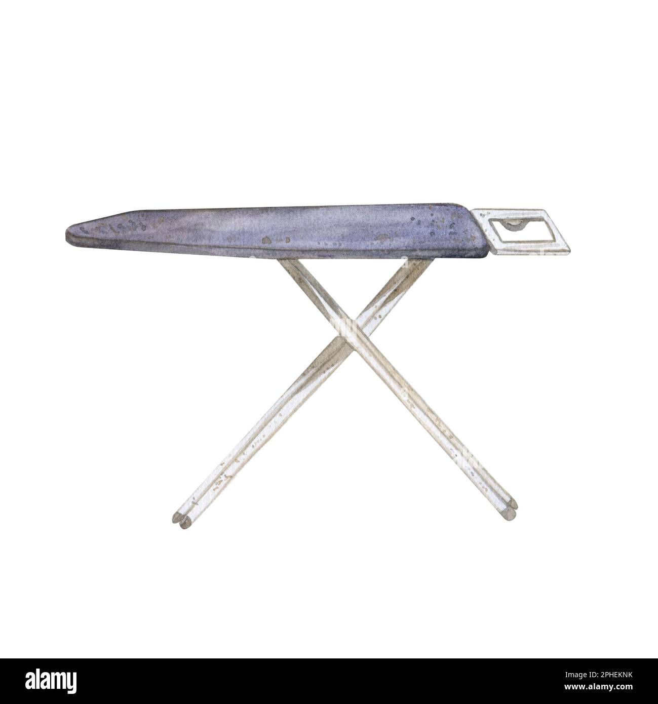 Watercolor composition with a blue ironing board with a place for an ...