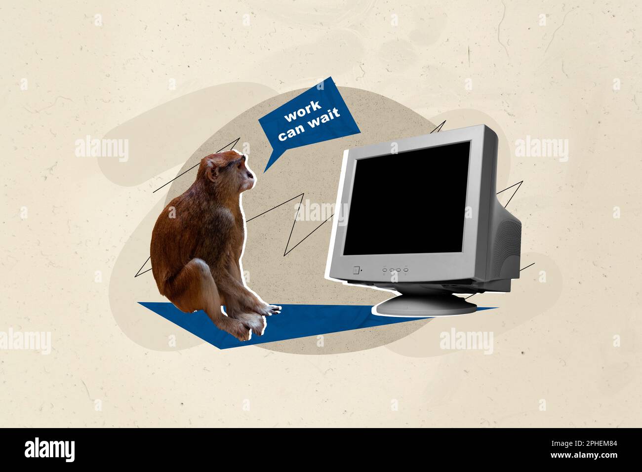 Photo cartoon comics sketch collage picture of lazy chimp distance ...