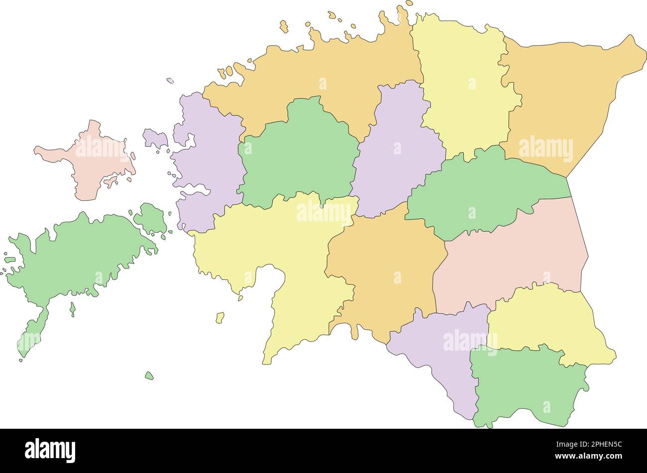 Estonia - Highly detailed editable political map Stock Vector Image ...