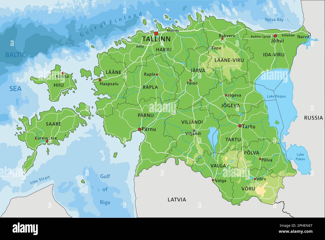 Geographic Map Of Estonia Colorful Estonia Map Land State Country