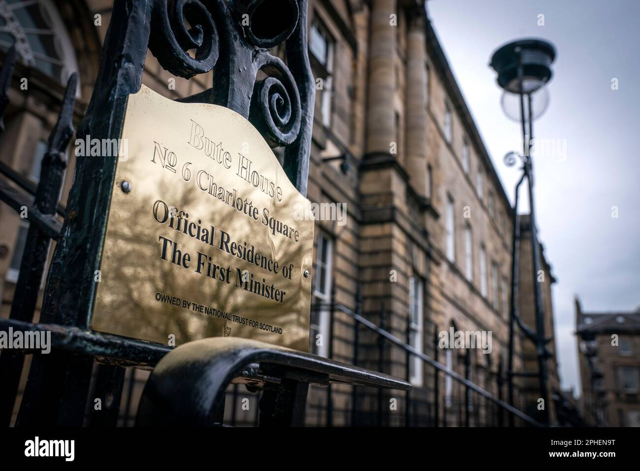 Plaque outside Bute House, Edinburgh, the official residence of the ...
