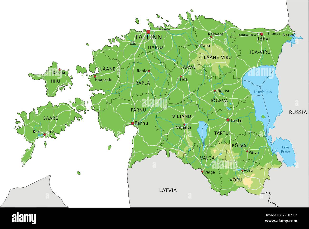 Estonia Physical Map