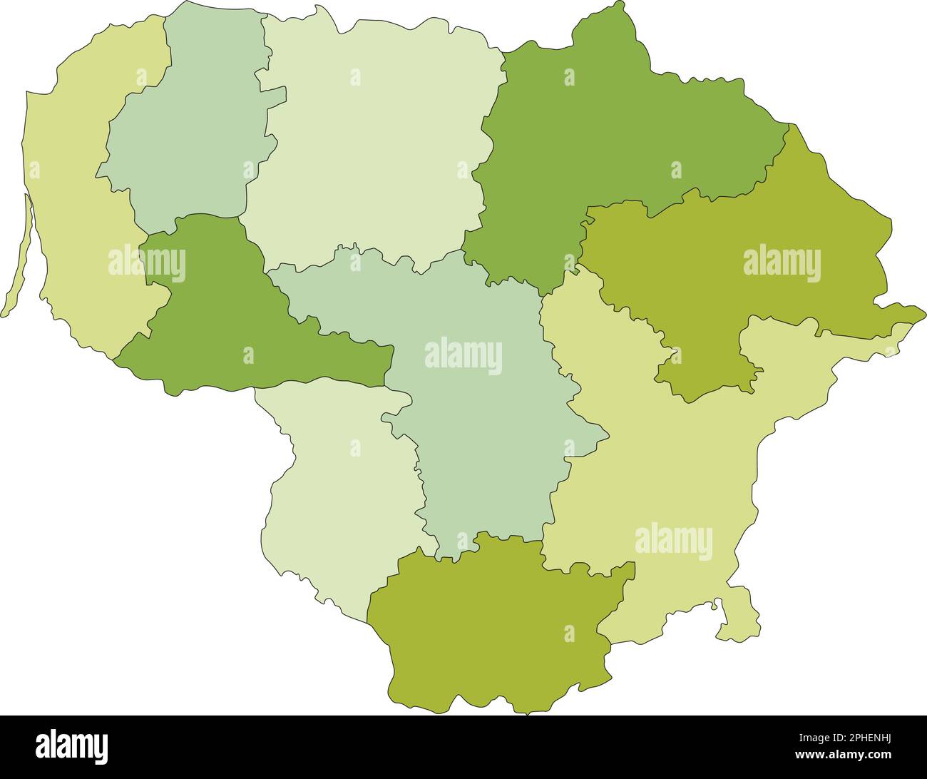 Highly detailed editable political map with separated layers. Lithuania ...