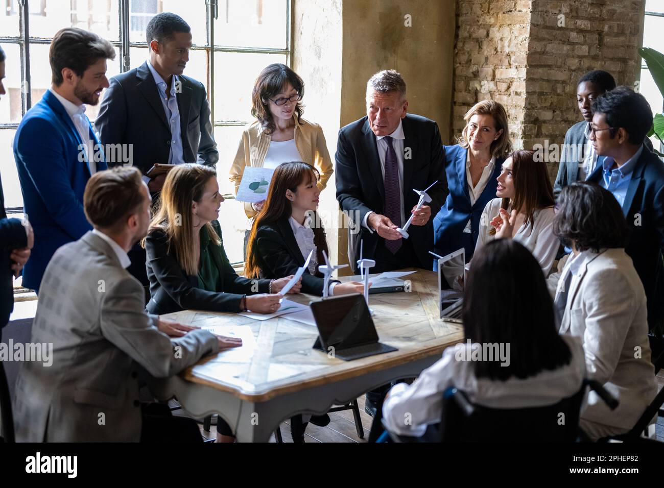 Meeting of entrepreneurs and engineers at the discussion table on ...