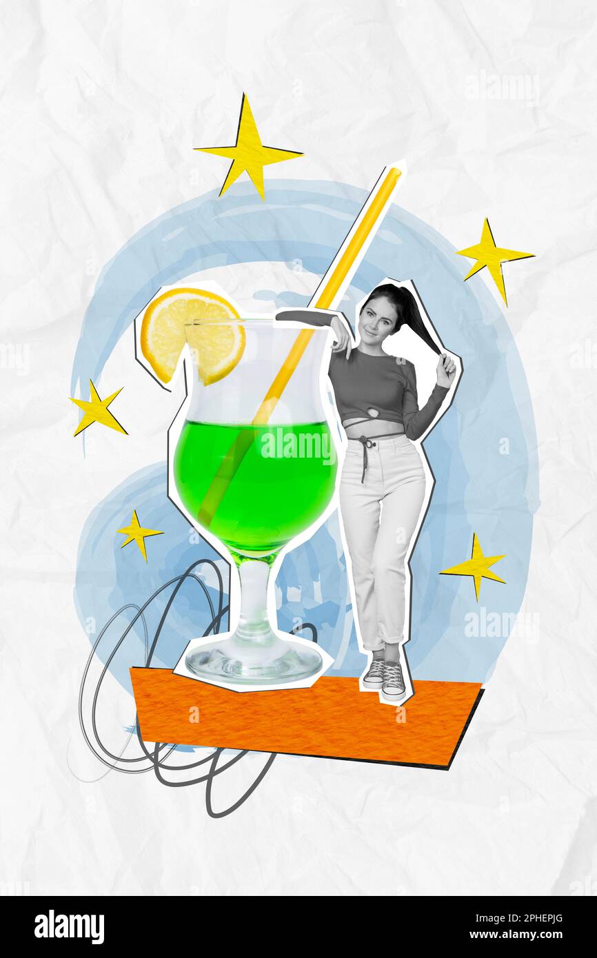 Photo vertical collage template invite new alcohol bar woman promoter ...