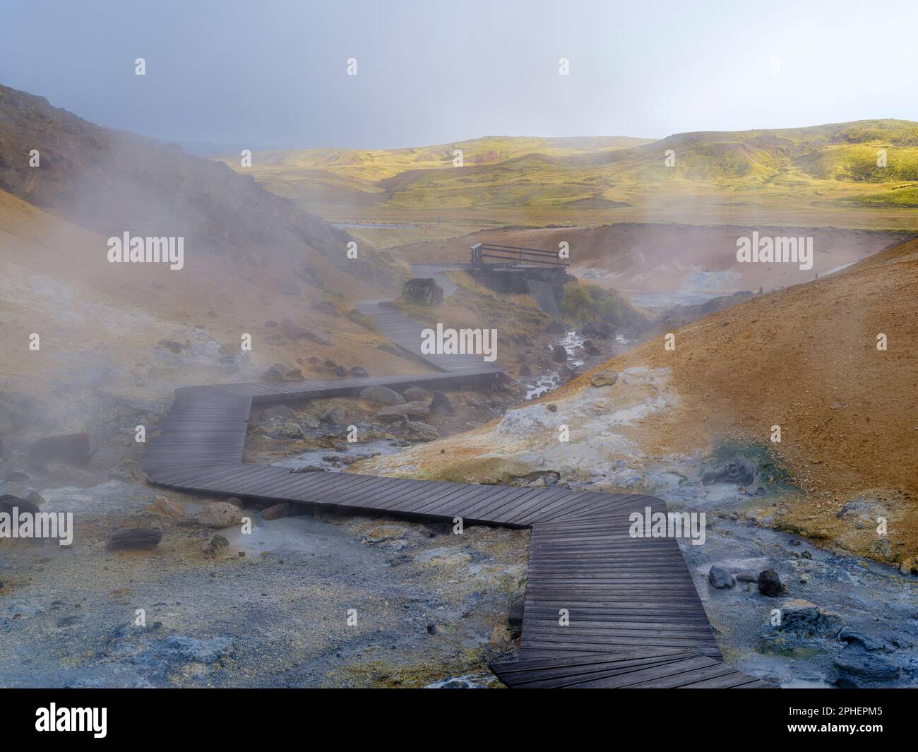 Geothermal field of Seltun within volcanic system Krysuvik on Reykjanes ...