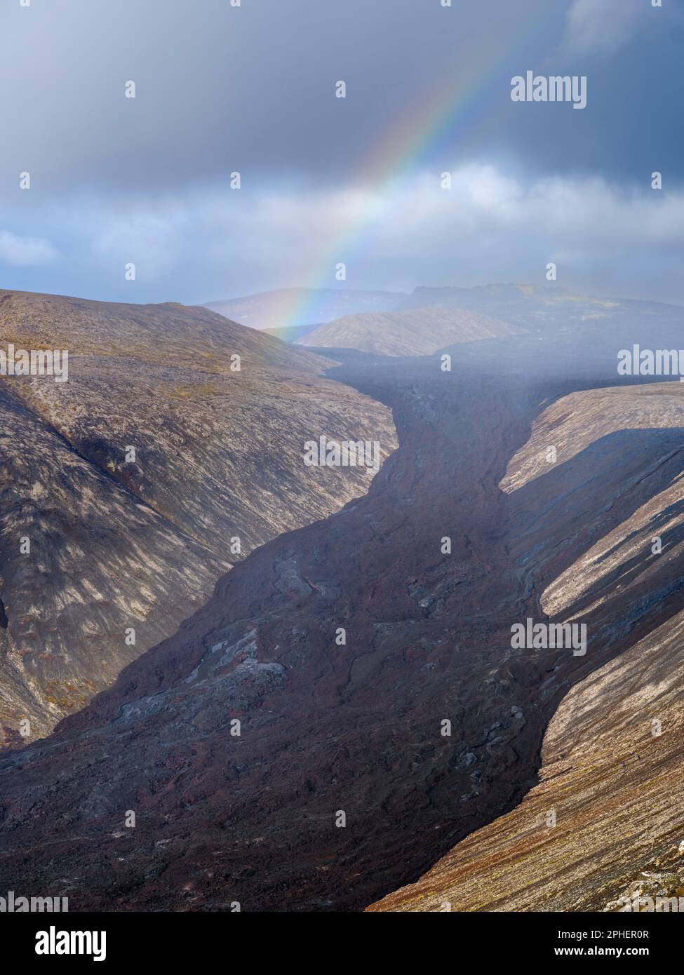 New lava at the eruption site of volcano Fagradalsfall on Reykjanes ...
