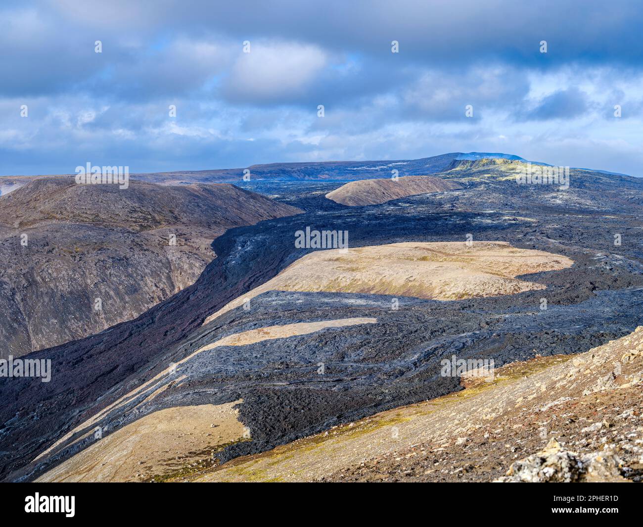 New lava at the eruption site of volcano Fagradalsfall on Reykjanes ...