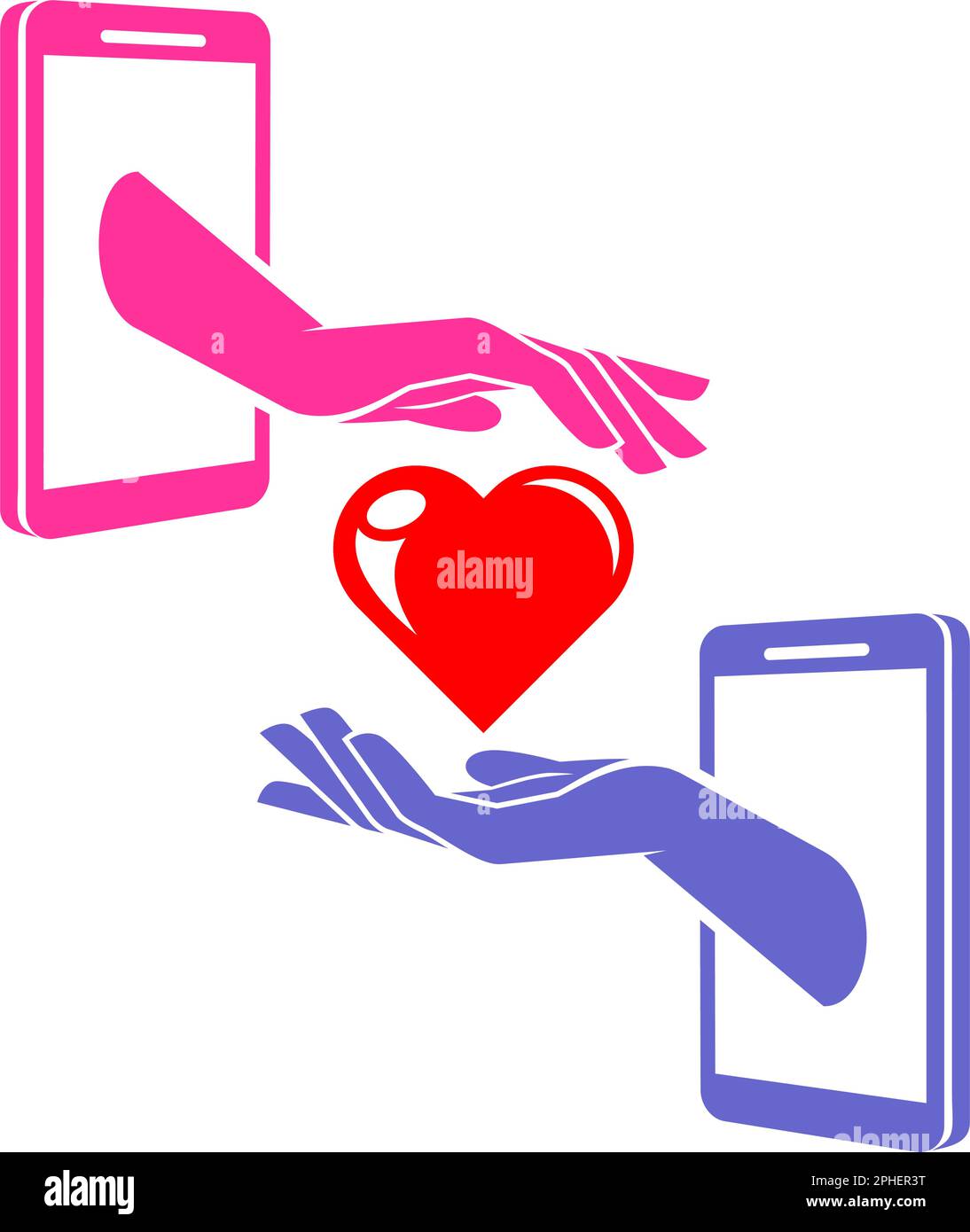 Distance love or using dating mobile application concept. Male and ...