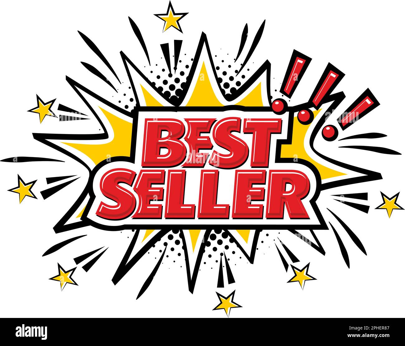 Best seller sticker with comic explosion. Vector on transparent ...