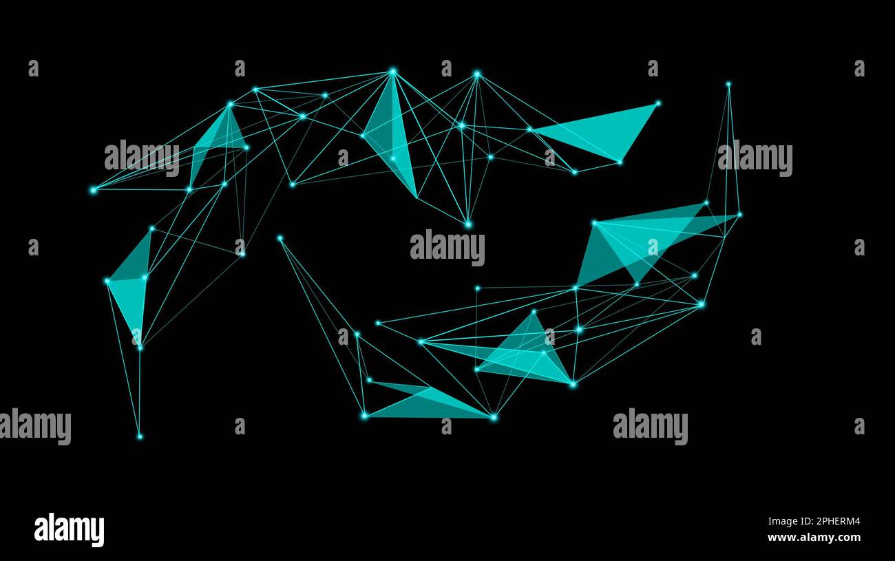 network abstract polygon with blue line light dot Stock Photo - Alamy