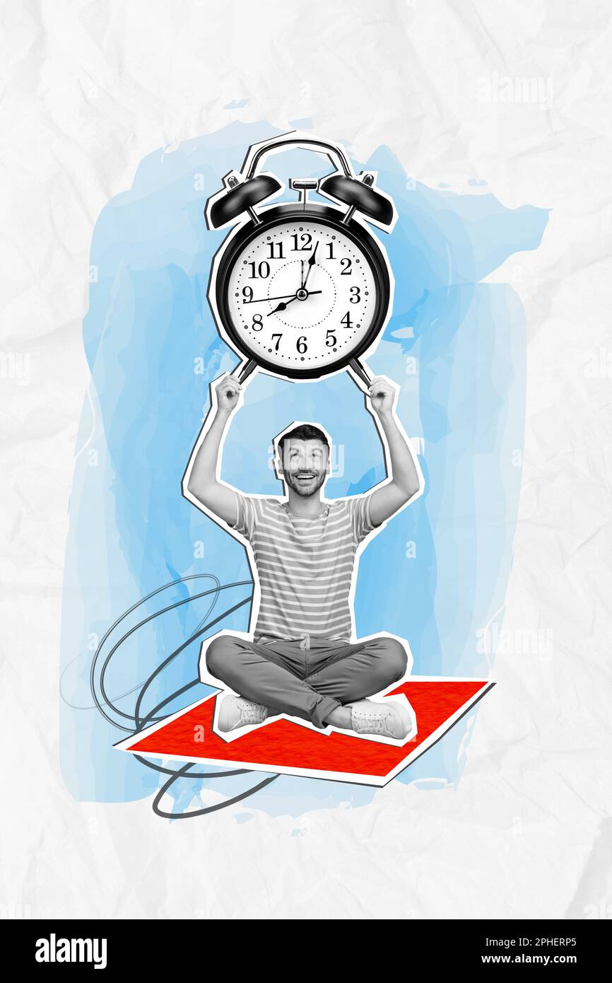 Vertical creative photo artwork magazine collage of positive optimistic ...