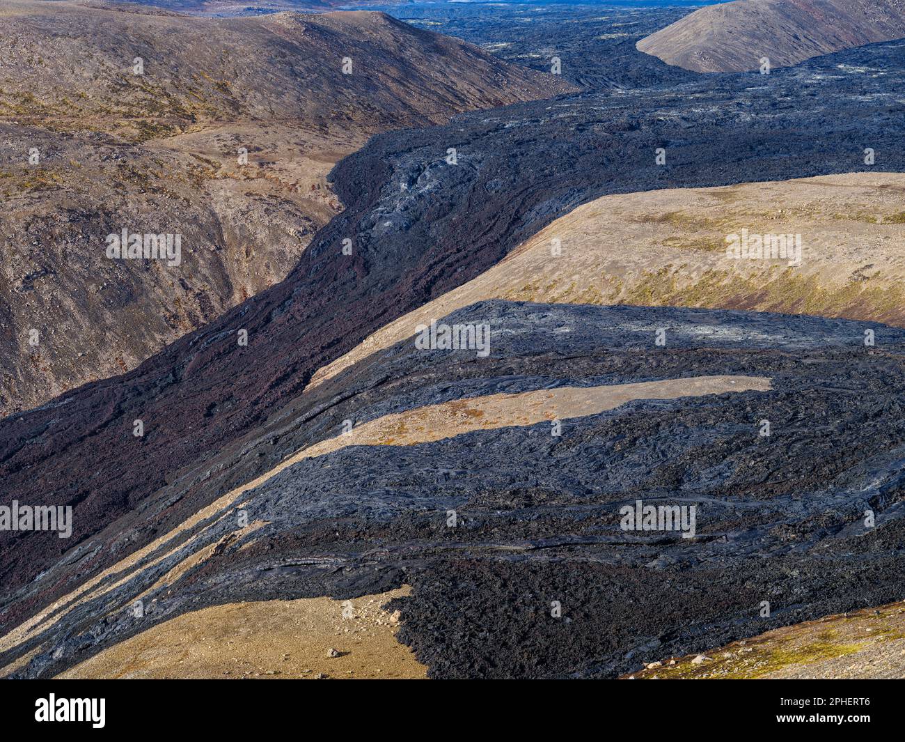 New lava at the eruption site of volcano Fagradalsfall on Reykjanes ...