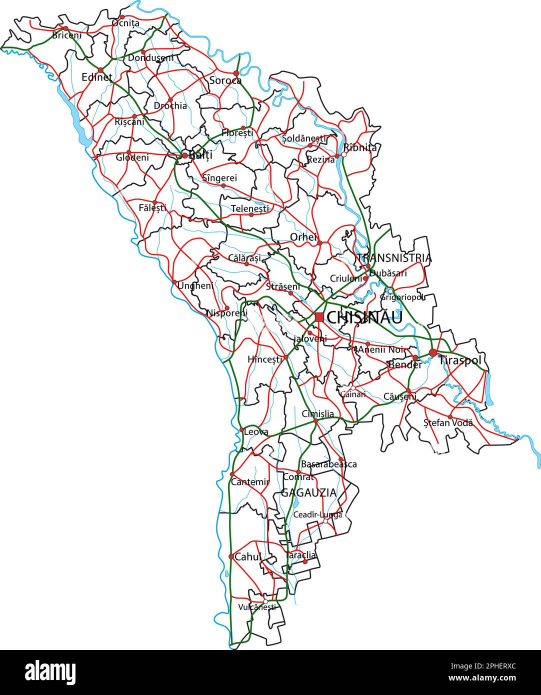 Moldova road and highway map. Vector illustration Stock Vector Image ...