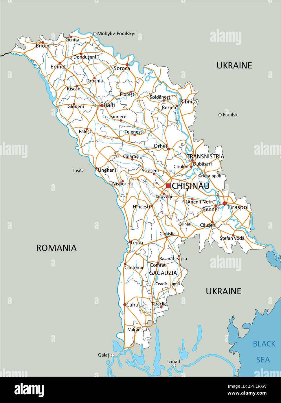 High detailed Moldova road map with labeling Stock Vector Image & Art ...