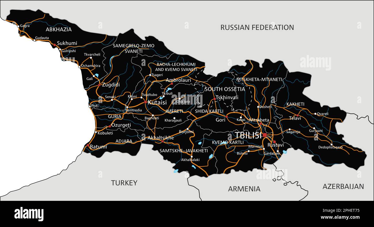 High detailed Georgia road map with labeling Stock Vector Image & Art ...