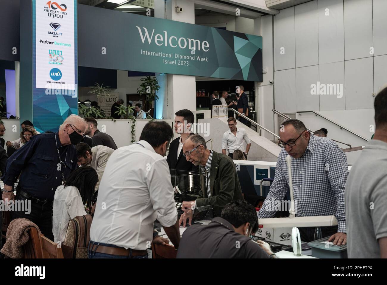 Ramat Gan, Israel. 28th Mar, 2023. The diamond exchange floor at an ...