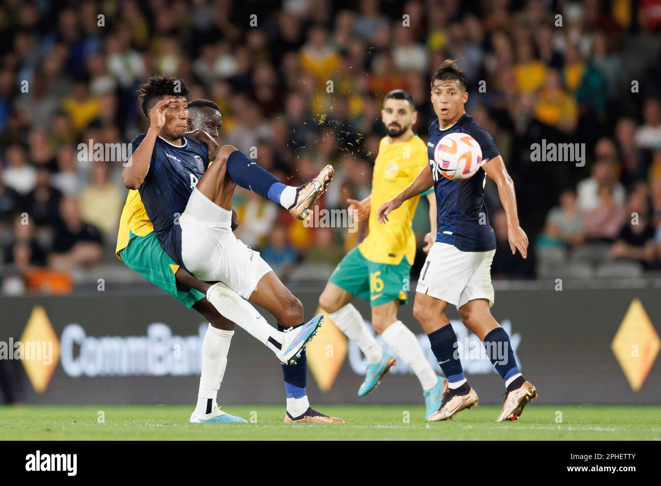 March 28, 2023, Melbourne, Australia: Kevin Rodriguez of Ecuador kicks ...