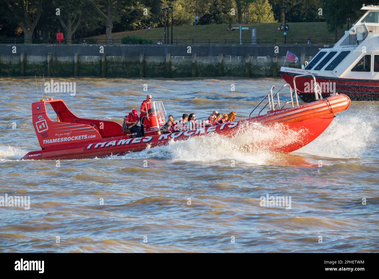 Thames Rocket passenger speedboat, River Thames, London, UK Stock Photo ...