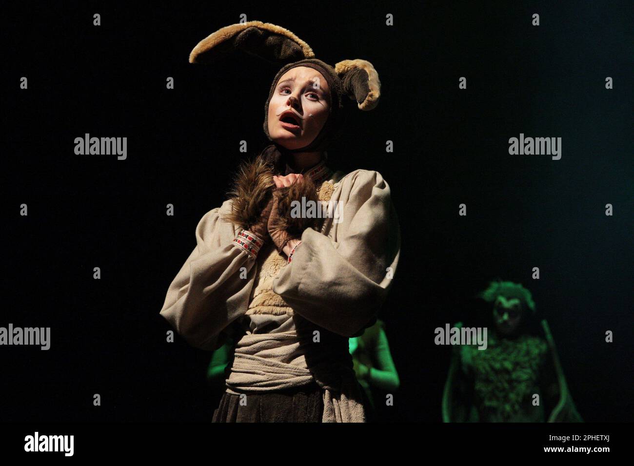 Non Exclusive: KYIV, UKRAINE - MARCH 27, 2023 - An actress demonstrates ...