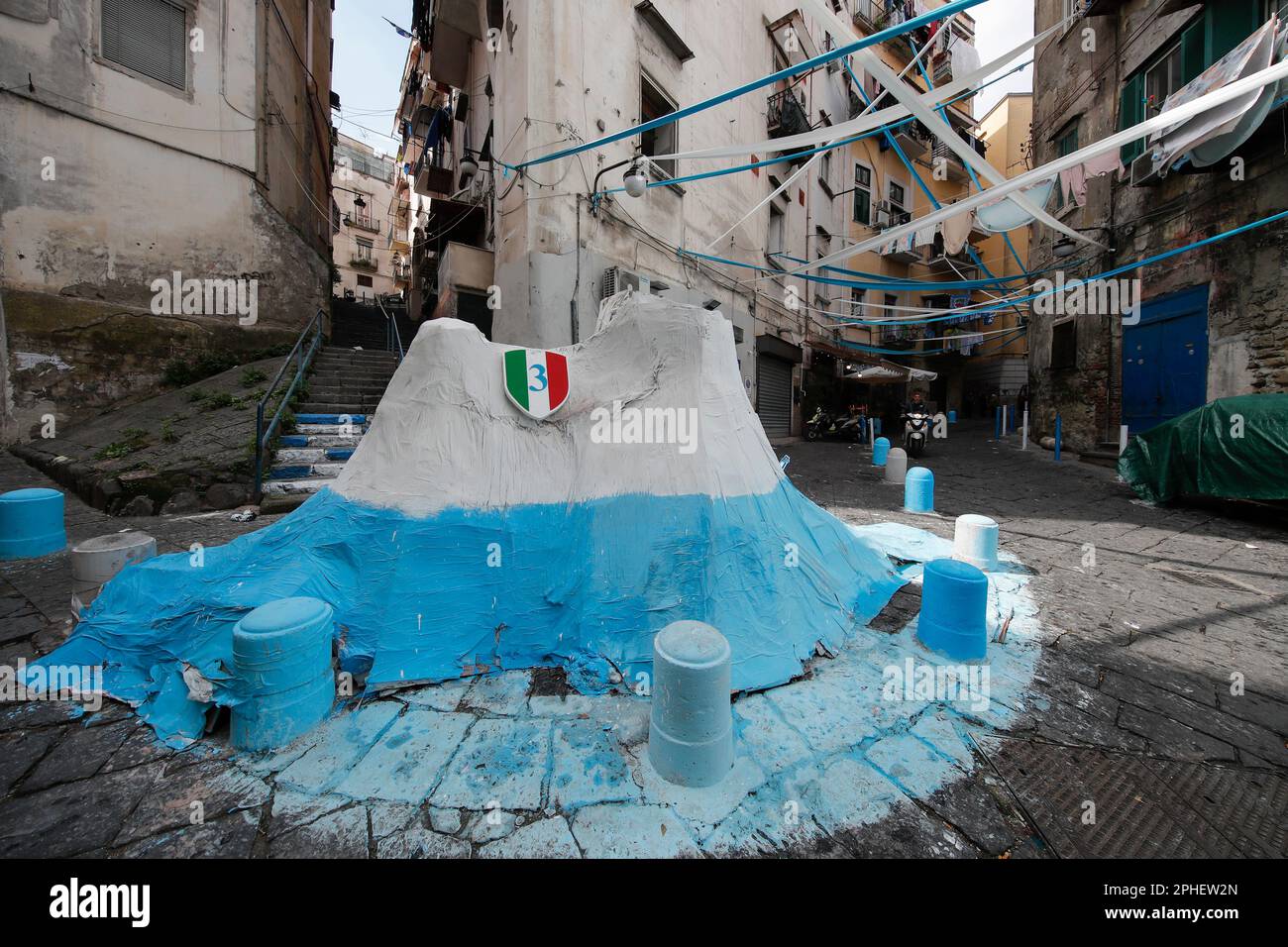 Naples, Italy. 21st Mar, 2023. A mock volcano Vesuvius with the colors ...