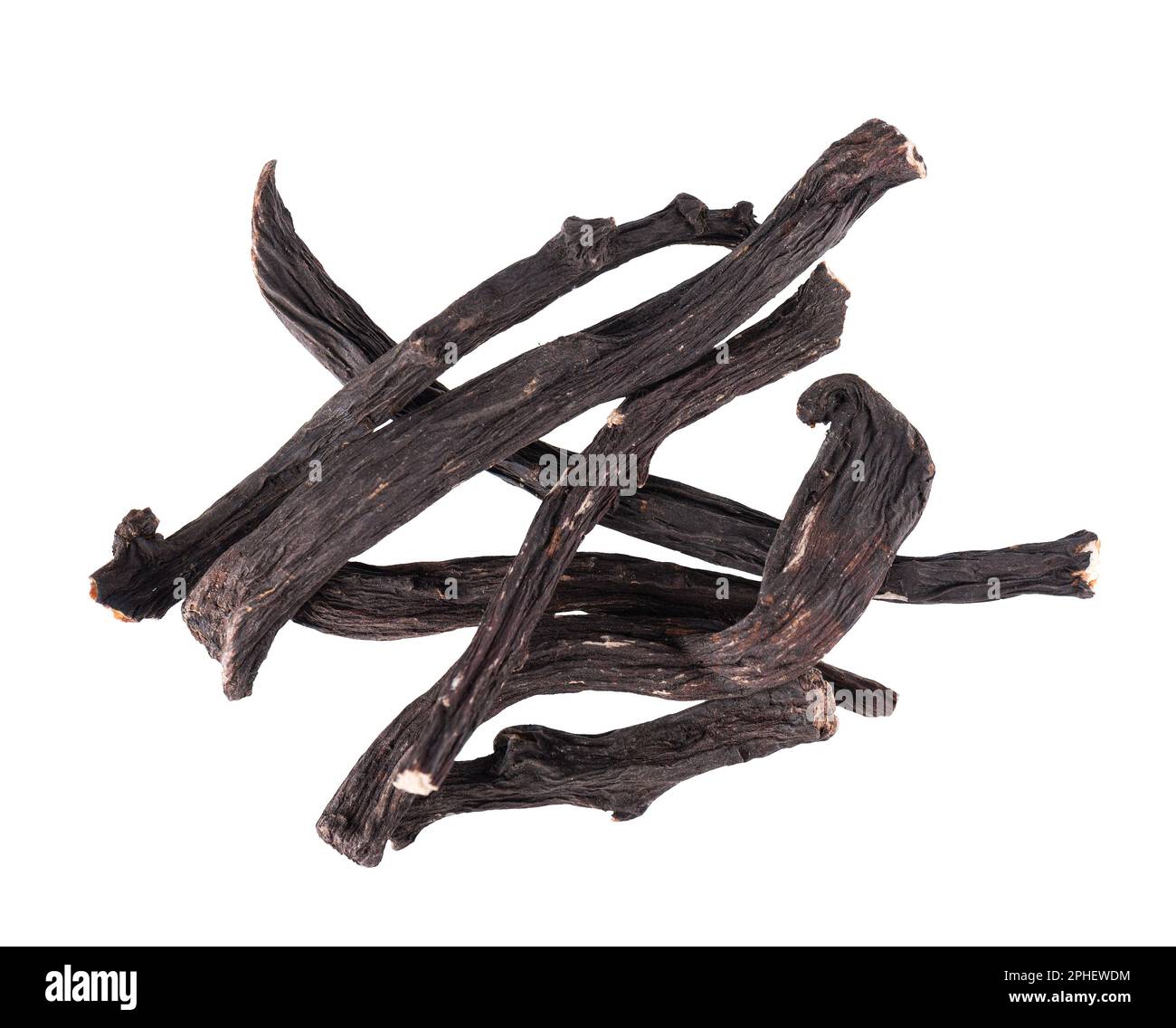 Common comfrey root isolated on white background. Dry roots of ...