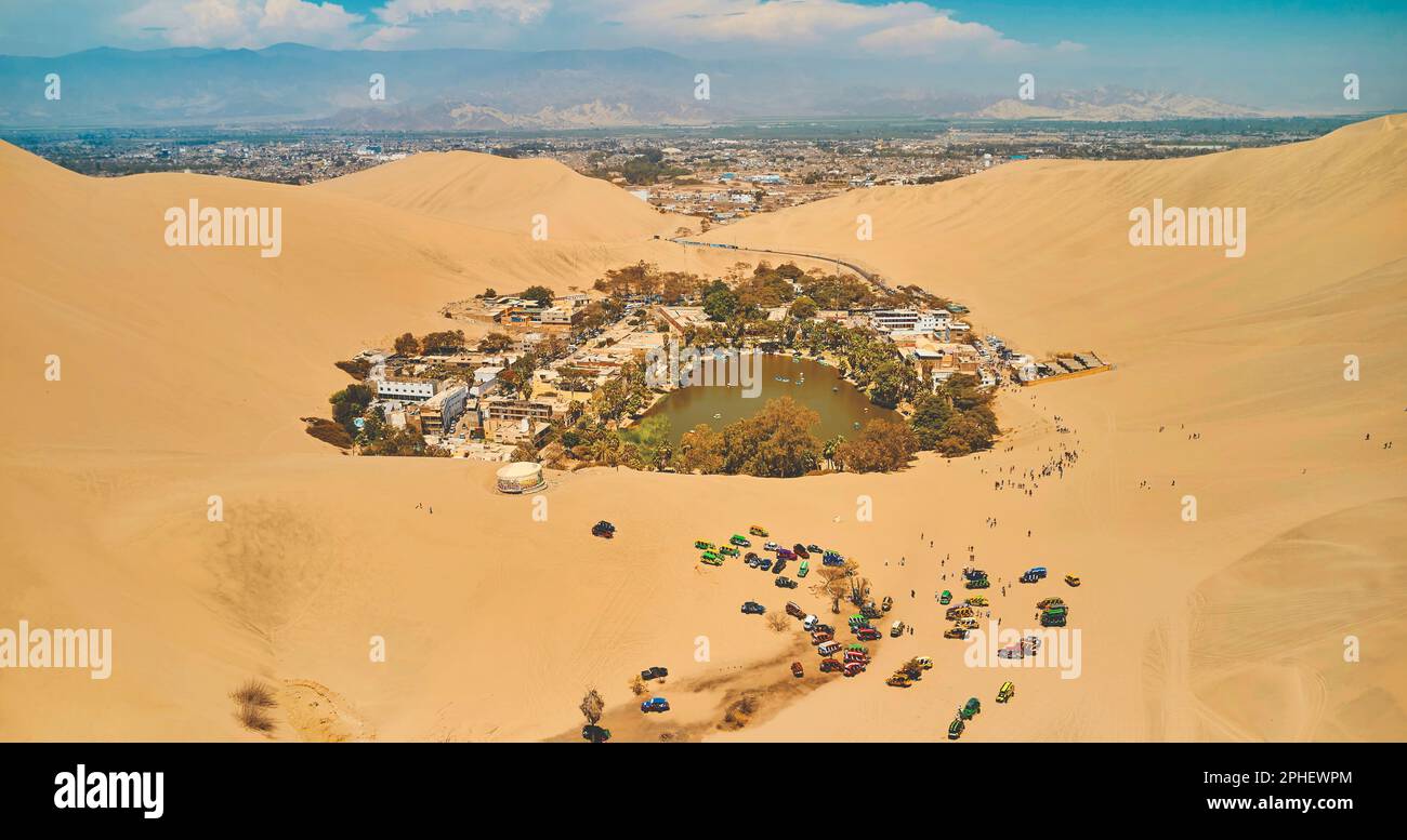 The Huacachina oasis is a natural oasis in the middle of the desert ...