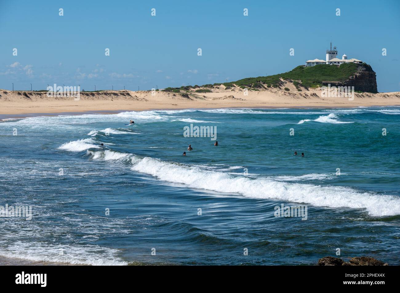 Nobbys Head beach and lighthouse, Newcastle, New South Wales, NSW ...