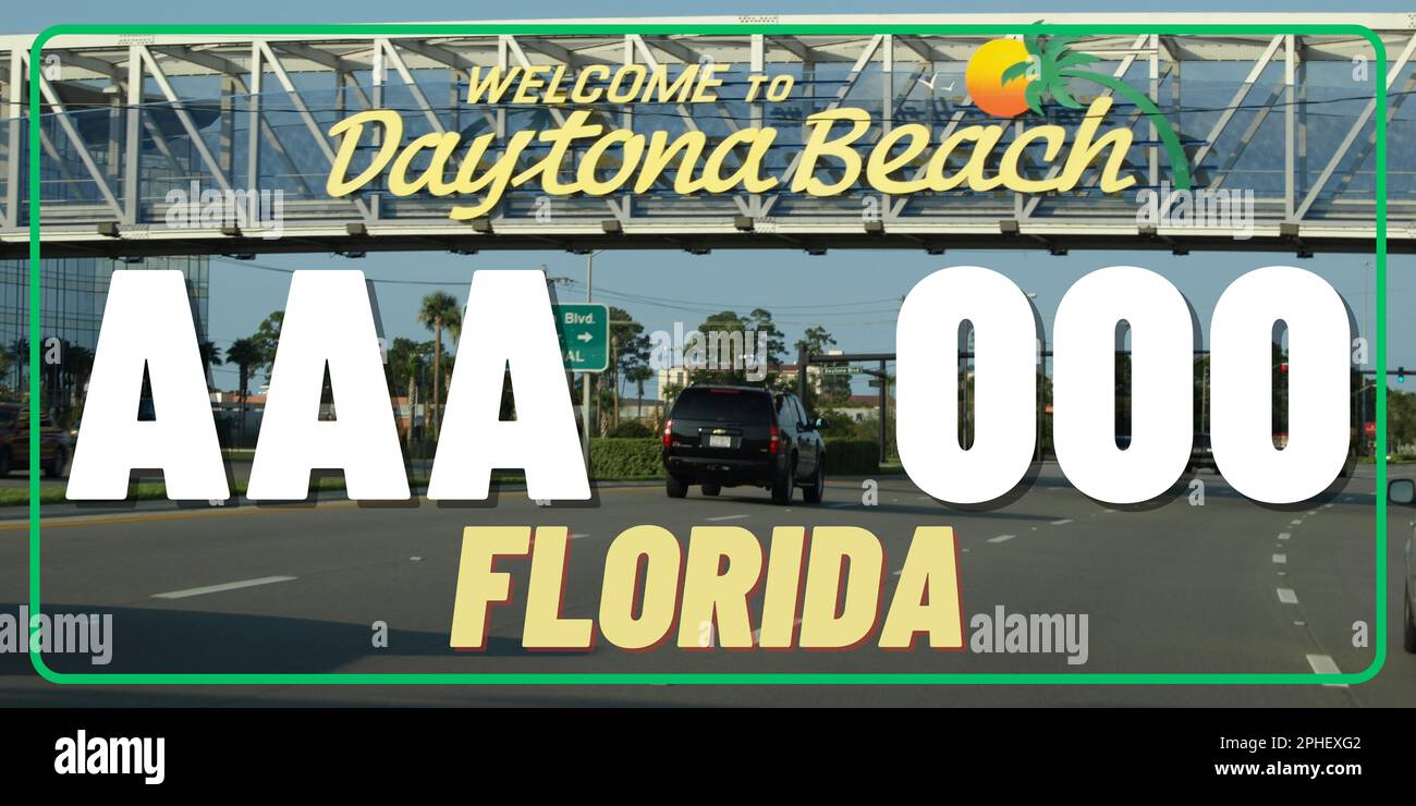 Vehicle license plates marking in Florida in United States of America ...