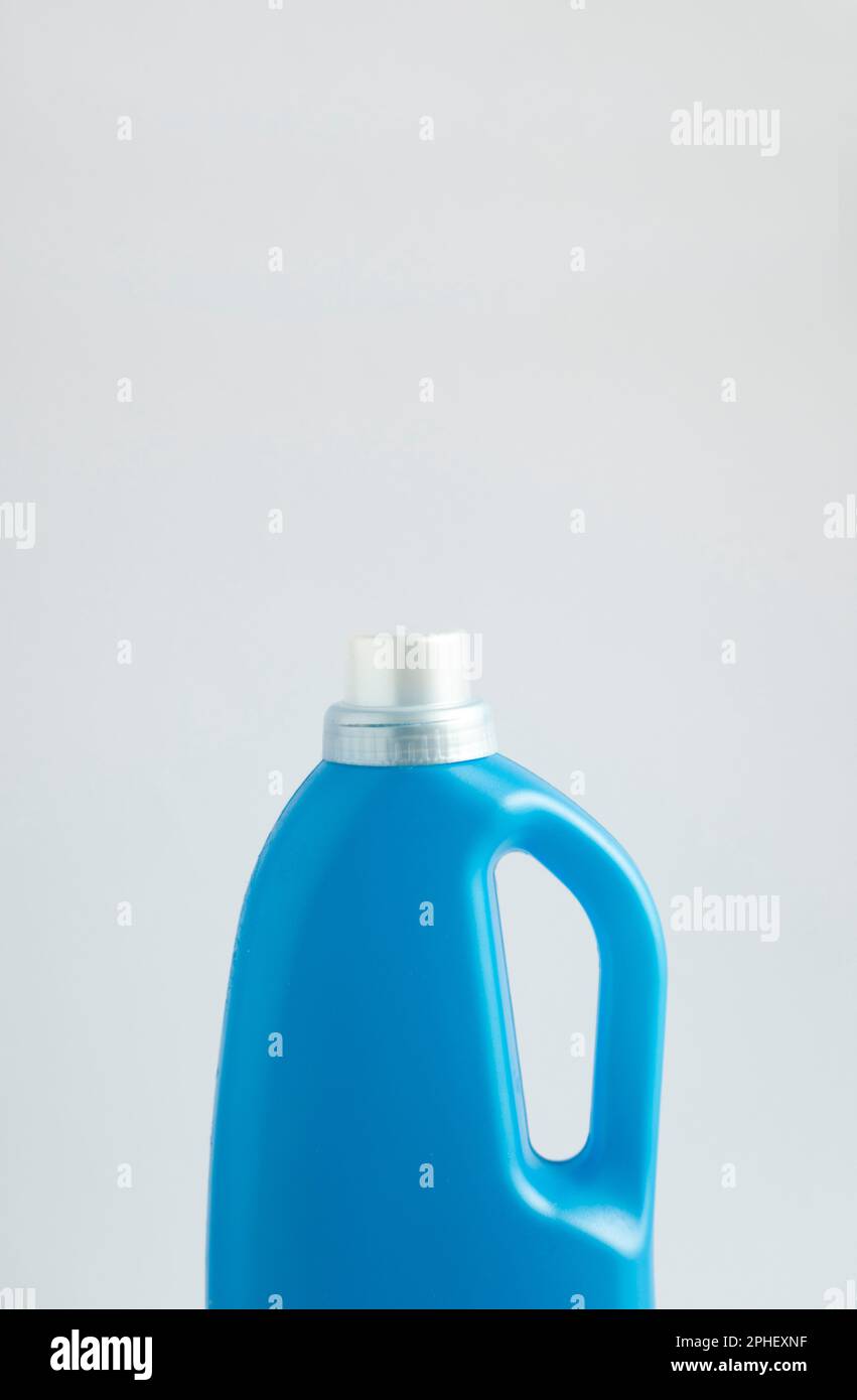 Blue plastic liquid detergent bottle isolated on white background ...