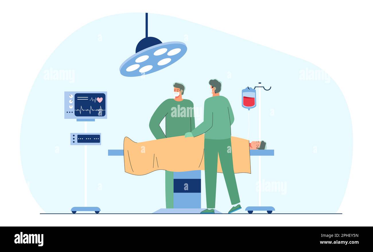 Cartoon surgeons operating on patient in clinic Stock Vector Image ...