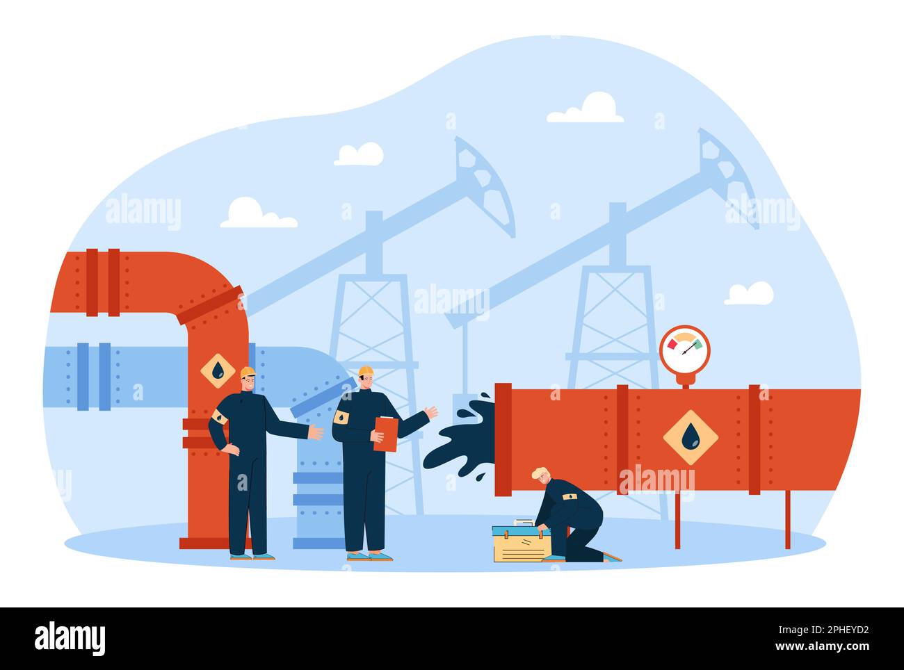 Worker in oil refinery Stock Vector Images - Alamy