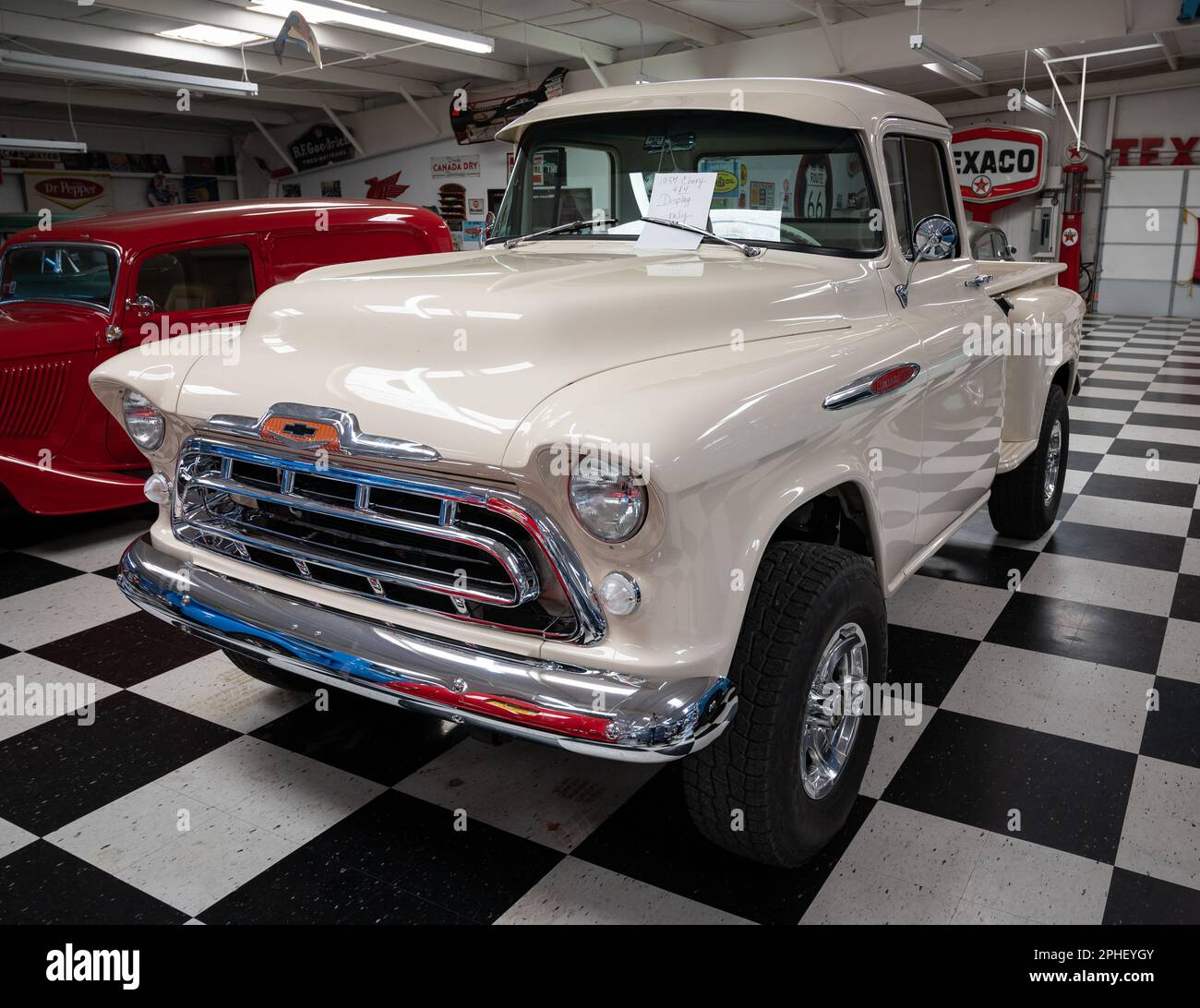 Detail of an old tuned American Chevrolet Task Force pickup truck Stock ...