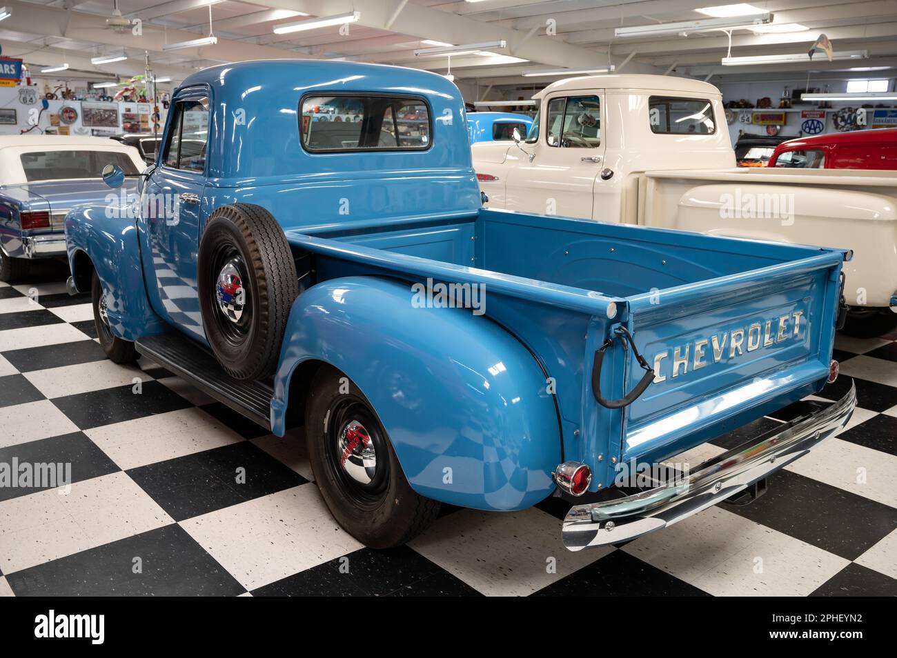 Detail of an old classic American pickup truck from the 50s, it is a ...