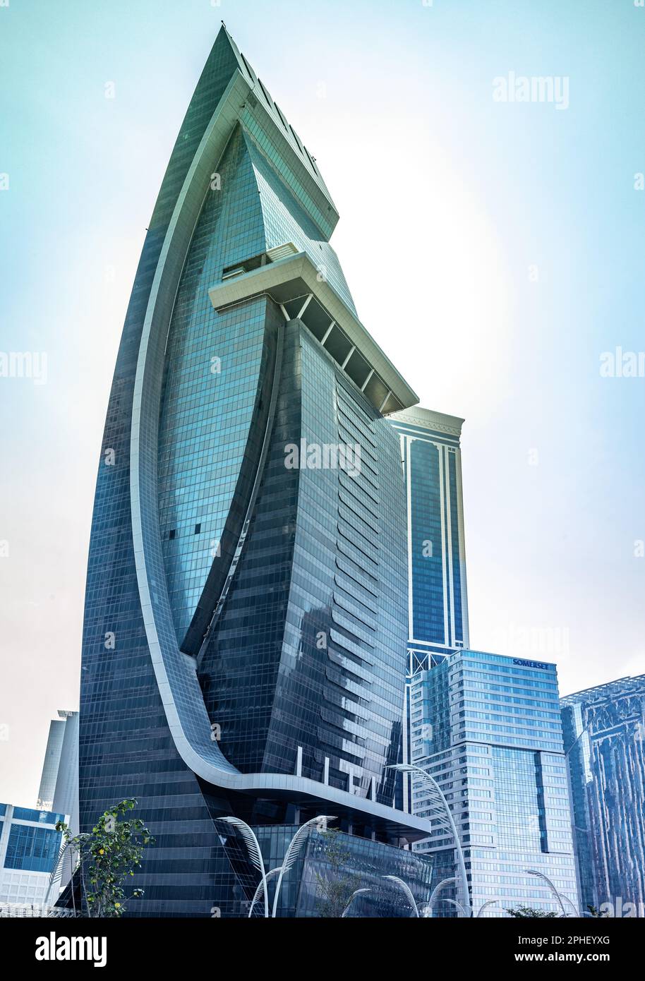 Doha modern city, Qatar, Middle East. Cityscape with tall modern ...