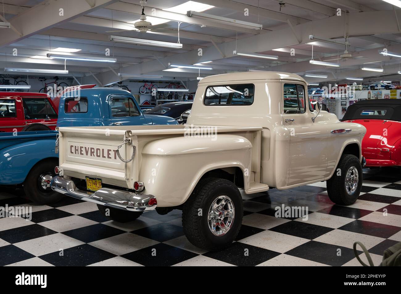 Detail of an old tuned American Chevrolet Task Force pickup truck Stock ...