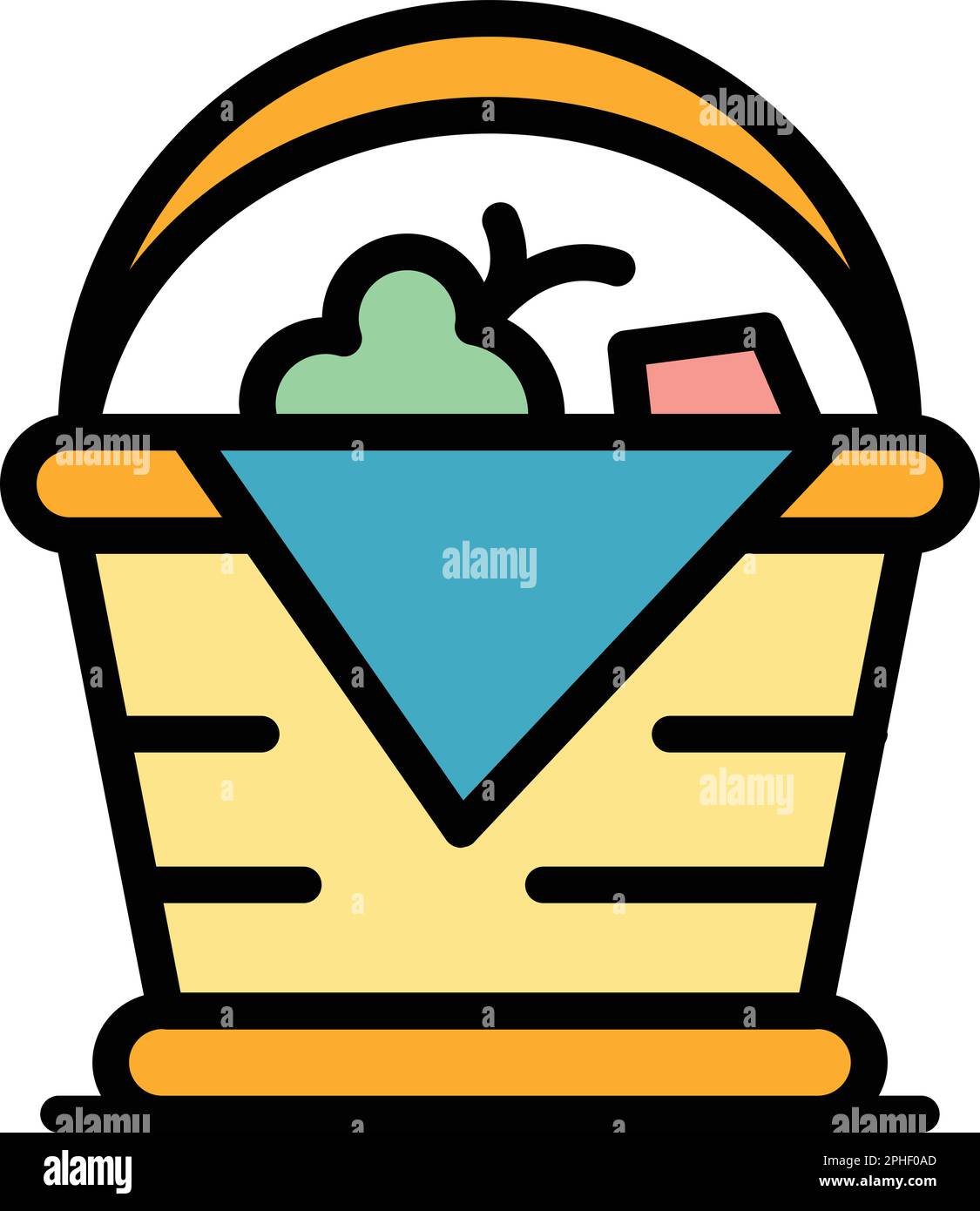 Handmade picnic basket icon. Outline Handmade picnic basket vector icon ...