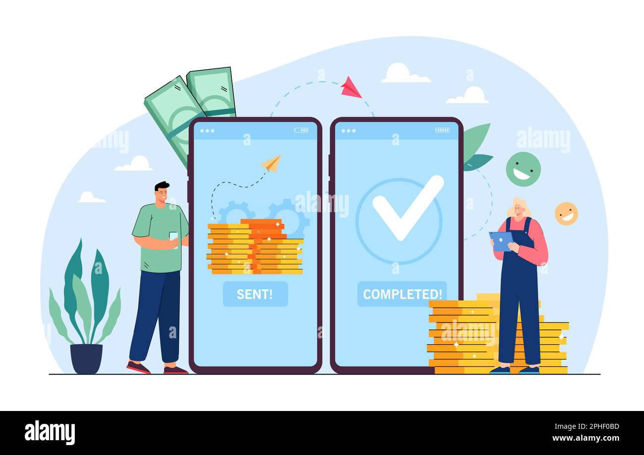 Mobile payment transfer flat vector illustration Stock Vector Image ...