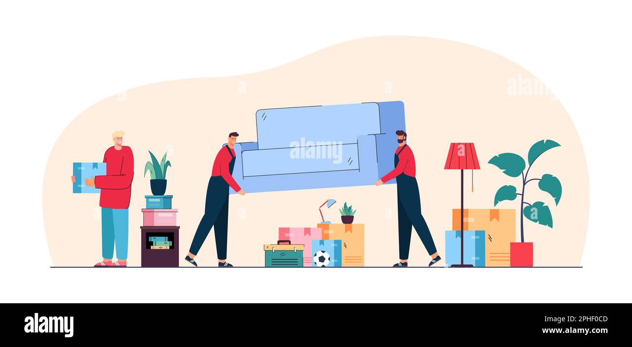 Cartoon illustration man moving home hi-res stock photography and ...