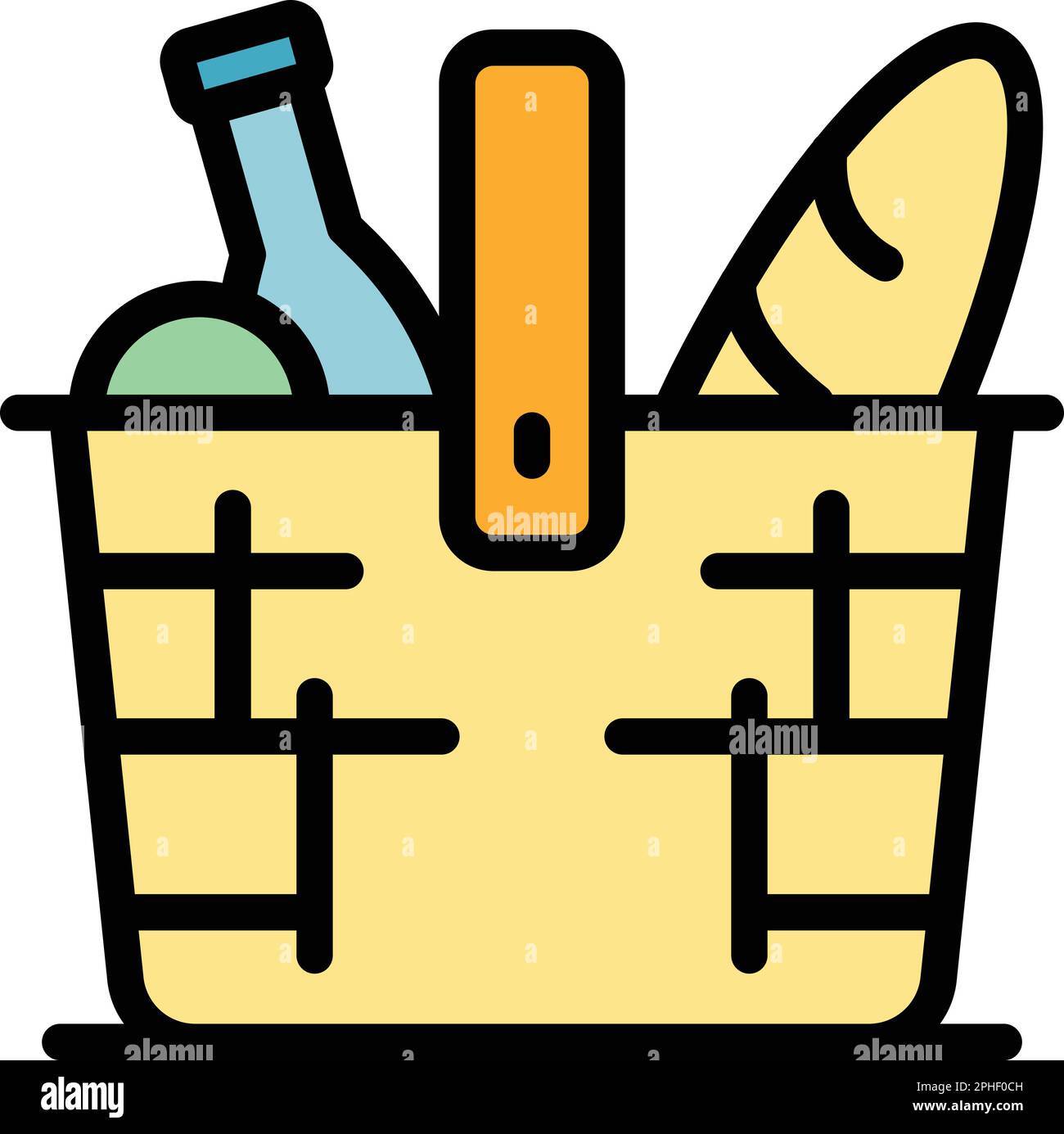 Healthy picnic basket icon. Outline Healthy picnic basket vector icon ...