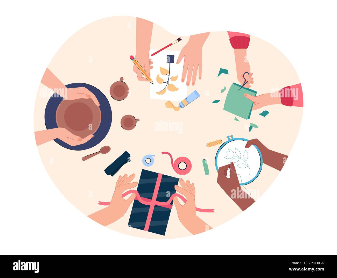 Children making crafts Stock Vector Images - Alamy