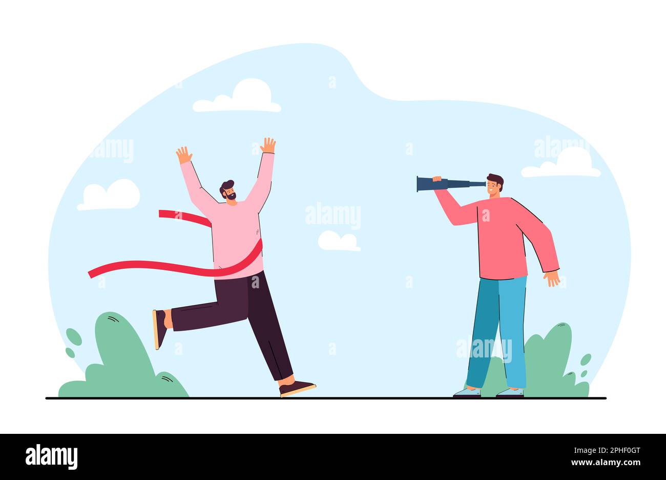 Running cartoon man with finish line ribbon Stock Vector Image & Art ...