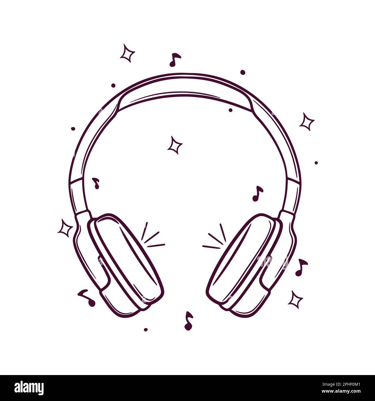 hand drawn headphone vector illustration Stock Vector Image & Art - Alamy