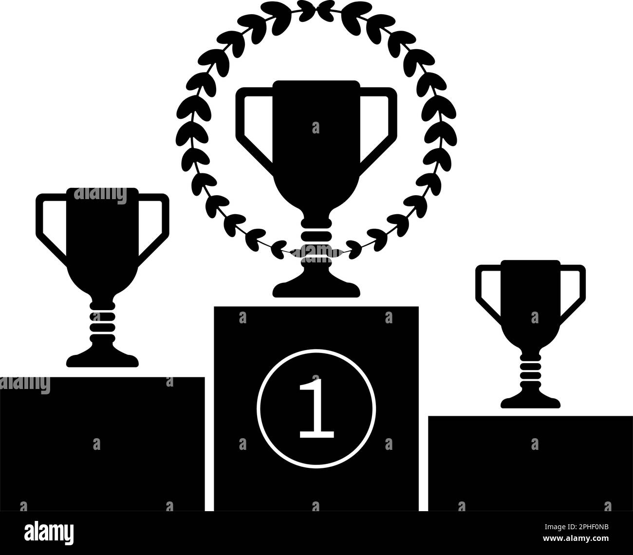 Trophy and Laurel wreath on winners podium icon symbol. Flat vector ...