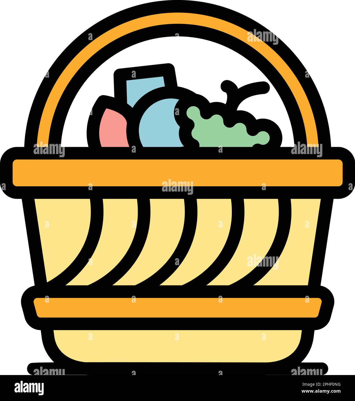 Bbq picnic basket icon. Outline Bbq picnic basket vector icon for web ...