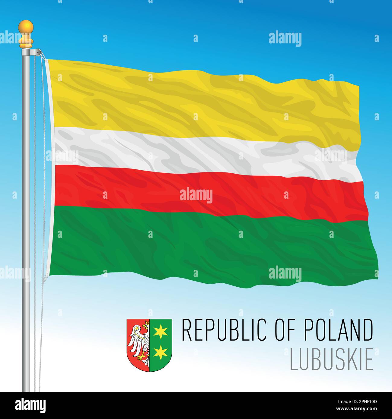 Lubuskie regional flag and coat of arms, Republic of Poland, european ...